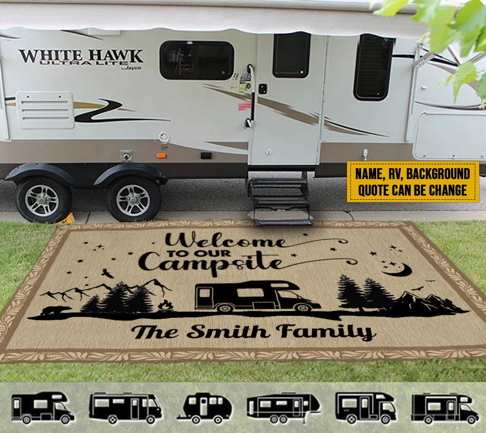 Personalized Happy Campers Camping Patio Mat x0609rg