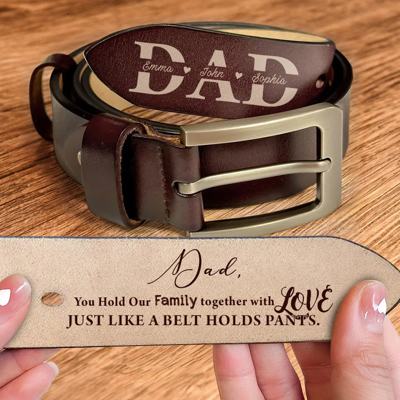Personalized Custom Children Name Engraved Leather Belt For Dad TN1604