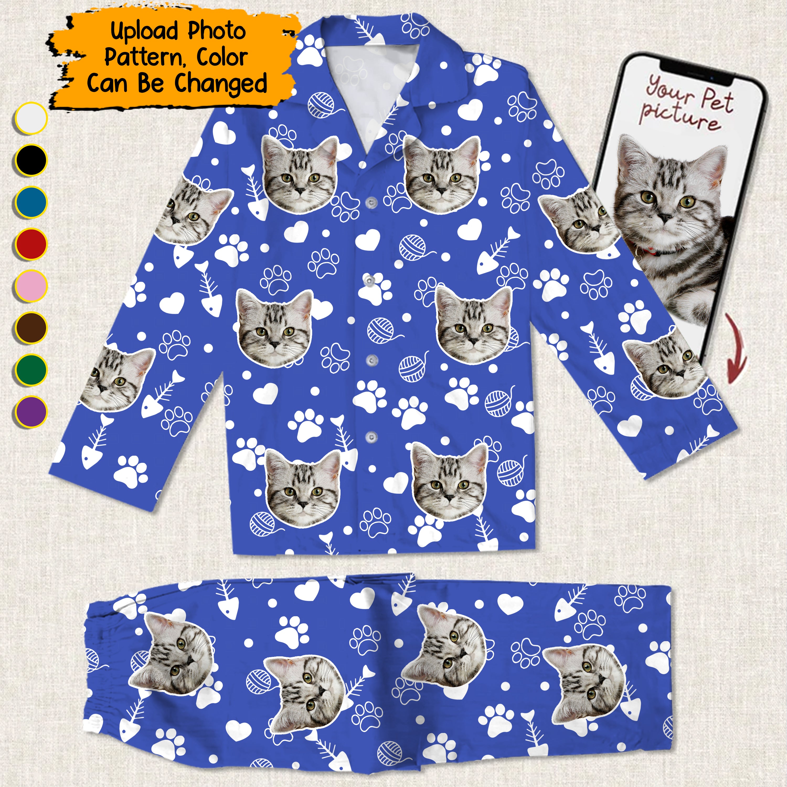 Personalized Custom Dog Cat Face Pajamas HM081201PJ