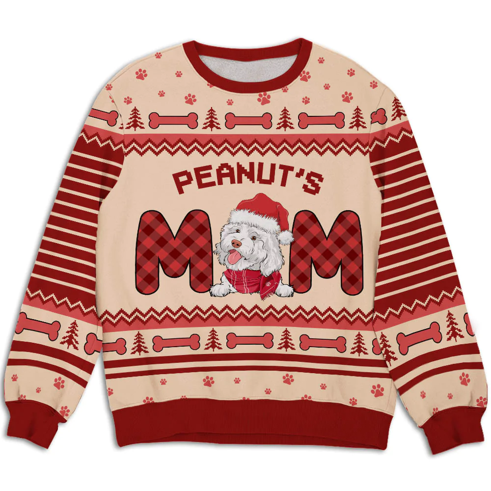 Personalized Custom All-Over-Print Christmas Best Dog Mom Sweatshirt T